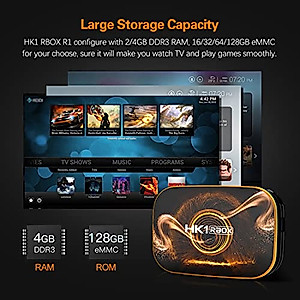 WOOYI Android 10.0 TV Box, 4GB RAM 64GB ROM Smart TV Box, Supports Dual-WiFi 2.4G/5G, 4K Ultra HD, 100M Ethernet, BT 4.0, USB 3.0, with HDMI Cable and Remote Control