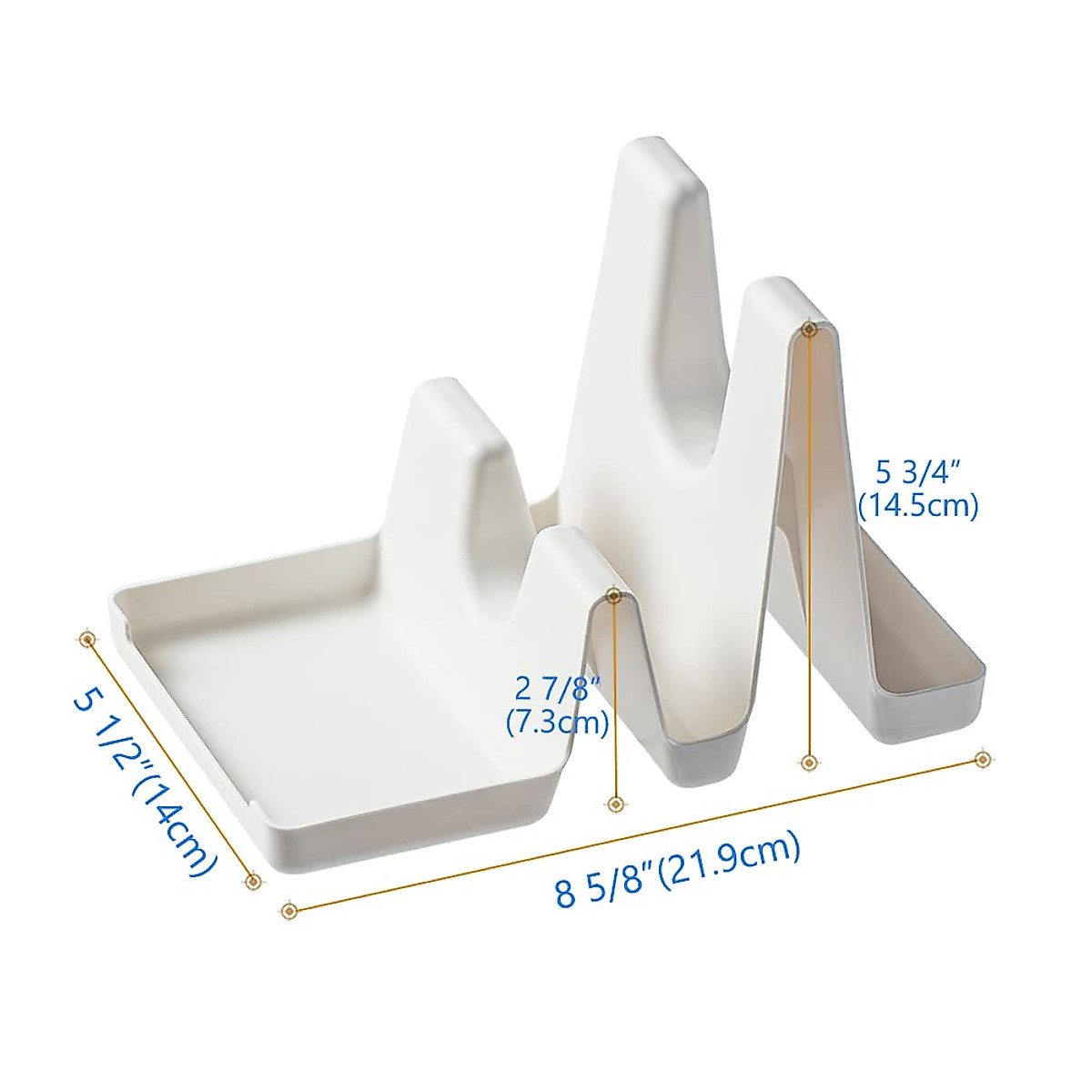 Poeland Pot Lid Holder Organizer, Plastic Wavy-Shape 2 Layers Pot Lid Stand Multifunction Kitchen Countertop Storage Rack for Pot Lids, Spoons, Cutting Board