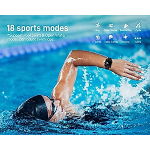 Smart Watch for iPhone Compatible Android Samsung, Fitness Tracker with Heart Rate Sleep Blood Oxygen Monitor Step Counter, IP68 Waterproof for Men Women Touch Screen Black