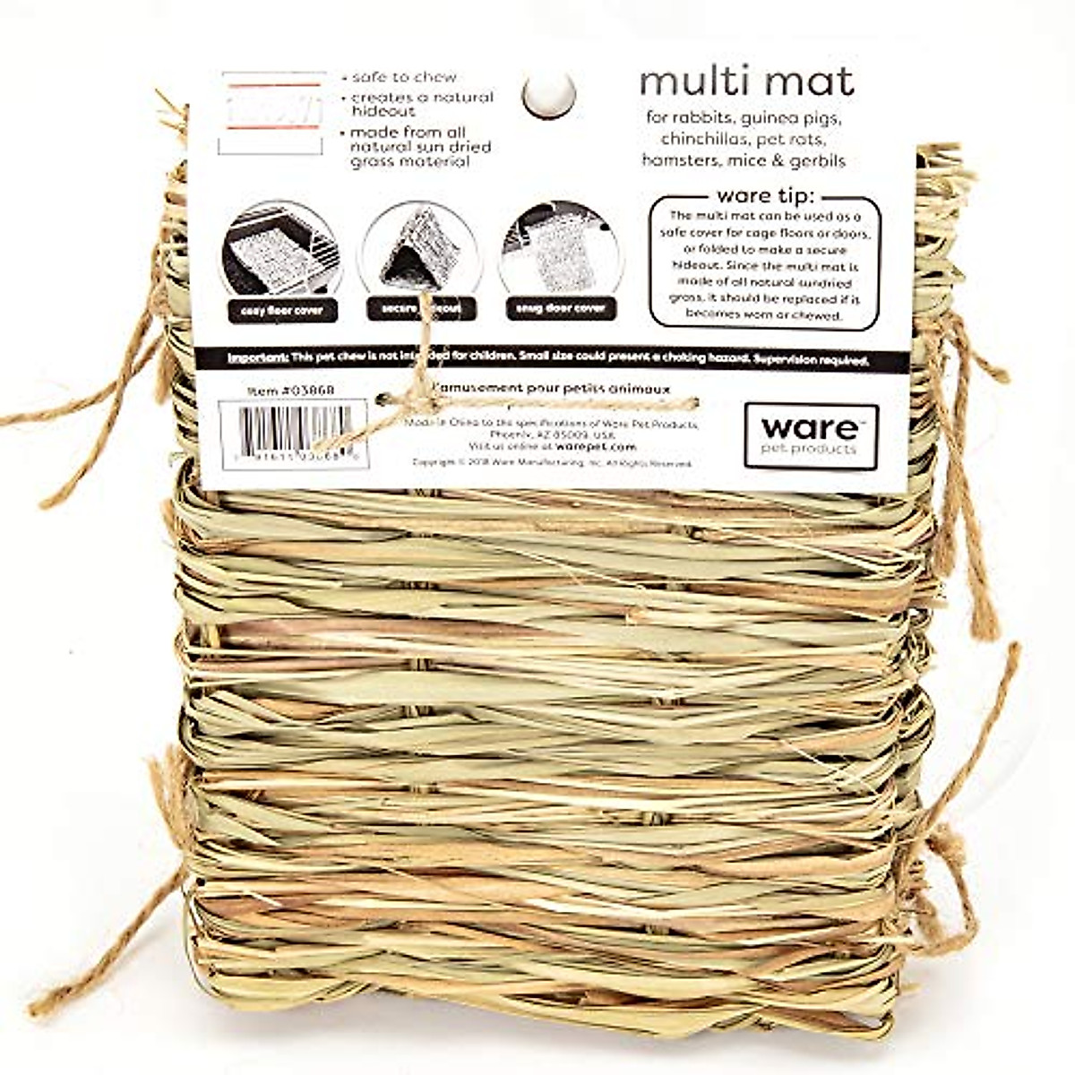 Ware Manufacturing Natural Handwoven Grass Multi-Use Pet Mat for Small Animals