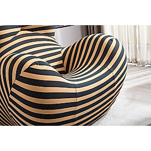 HomSof Barrel Accent Chair Sofa with Spherical Ottoman, Mordern Comfy Stripe Chair for Living Room,Black & Yellow,Large