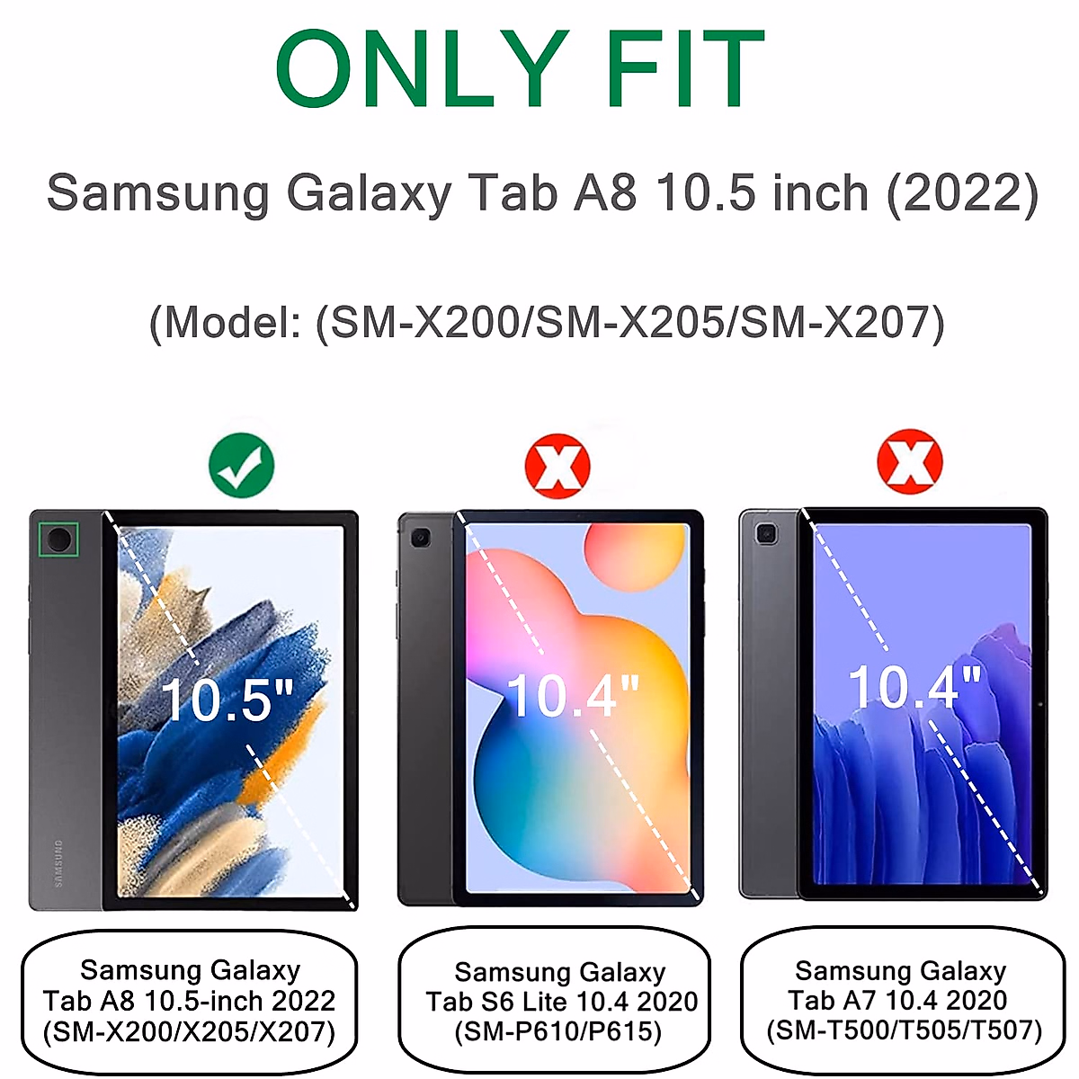 MAISON Case for Samsung Galaxy Tab A8 10.5 Inch 2022 Model (SM-X200/X205/X207) - Multi-Angle Viewing Smart Stand Back Cover with Pocket Auto Wake/Sleep, Pencil Holder (Black)