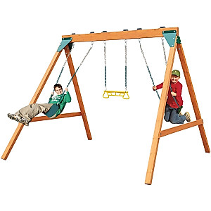 Swing-N-Slide PB 8360 Ranger Wooden Swing Set with Swings, Brown (Amazon Exclusive)