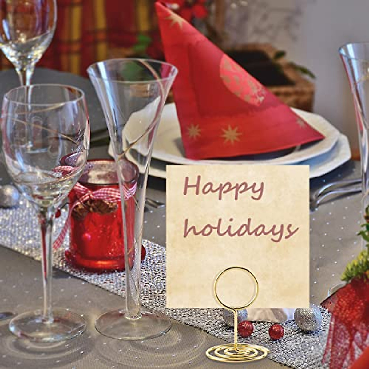 26Pcs Table Number Holders, Place Card Holder, Wire Picture Holder, Small Size Table Card Holders, Photo Holder for Centerpieces, Wedding Reception, Party, Birthday (Gold)