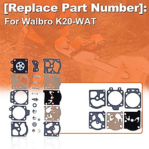 Mtanlo Carburetor Carb Repair Rebuild Kit For Walbro K20-WAT Husqvarna 55 51 455 460 Rancher Echo Poulan Pro Homelite Stihl 026 Chainsaw Trimmers Replacement Part