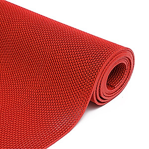 MYOYAY 3' x 16.4' Non-Slip PVC Drainage Floor Mat Commercial Wet Area Floor Mats for Outdoor Indoor Restaurant Kitchen Bar Swimming Pool Splash Matting Water Drain Flooring Mat, Red