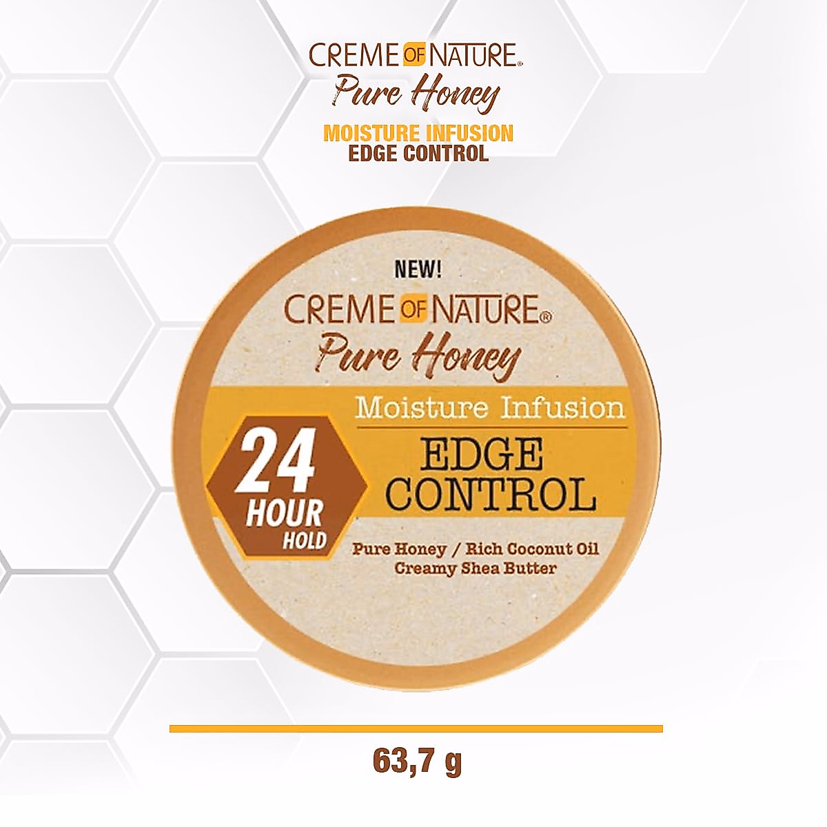 Moisture Infusiuon Edge Control by Creme of Nature, Pure Honey, Coconut Oil and Shea Butter Formula, 2.25 Oz