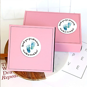 Baby Shower Stickers, Thank You for Showering Us with So Much Love - Pink Foot Stickers, Total 500 Labels Per Roll.