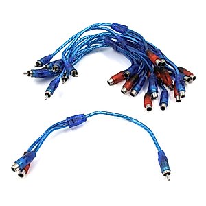 Antrader 10-Pack 1 Male to 2 Female Plugs RCA Y Splitter Cable Car Audio Converter Cord Adapter Wire