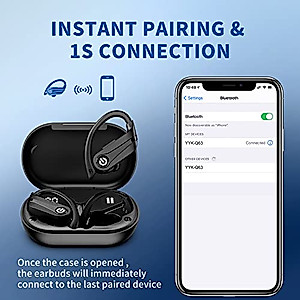 Wireless Earbuds Bluetooth Ear Buds with Mic, 72H Wireless Headphones Bluetooth 5.3 Sport Earbuds Digital LED Display, IPX7 Waterproof Over Ear Earphones with Hooks for Sports Running Workout Gym