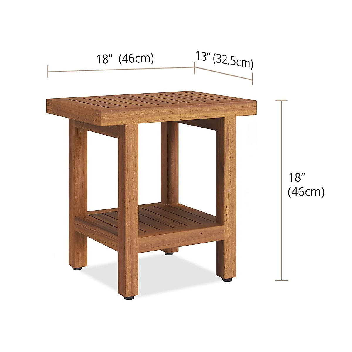 AquaTeak The Original 18" Spa Teak Shower Bench with Shelf