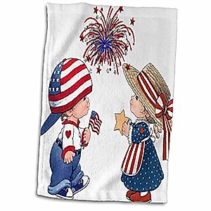 3D Rose Vintage Child and Fireworks TWL_14251_1 Towel, 15" x 22"