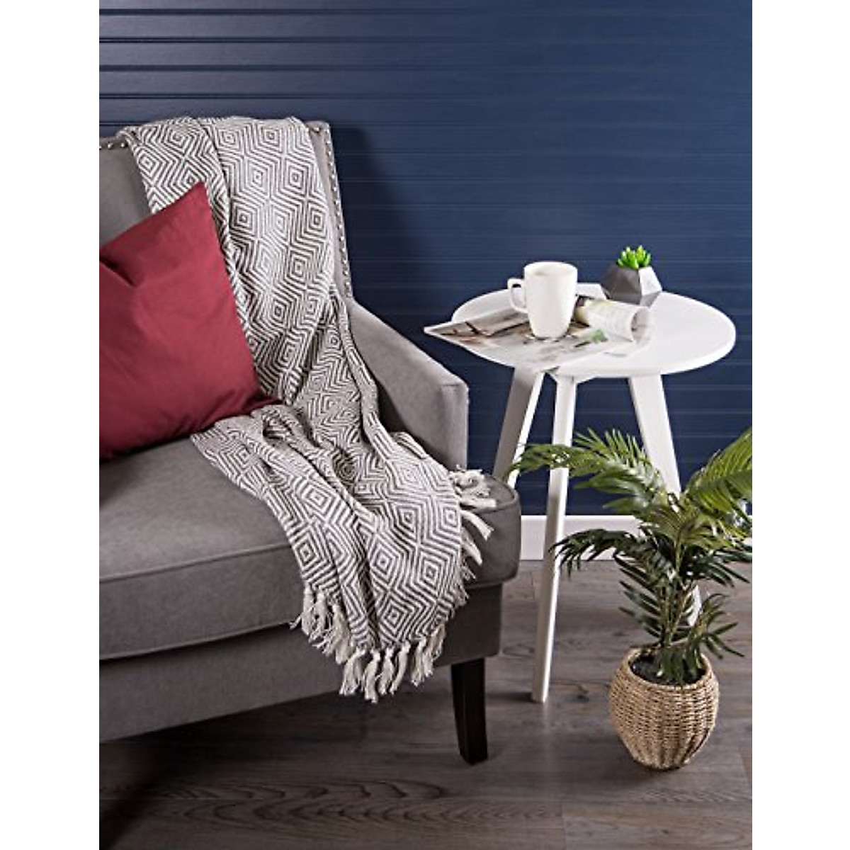 DII Diamond Throw Collection Woven Cotton, 50x60, Mineral Gray