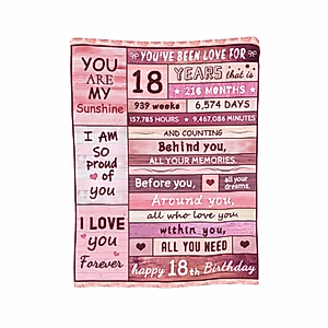 VAIAOH 18th Birthday Decorations for Girls Blanket, Best Gifts for 18 Year Old Girls, 18 Year Old Girl Gift Ideas Bday Decor Blankets 60"X50"