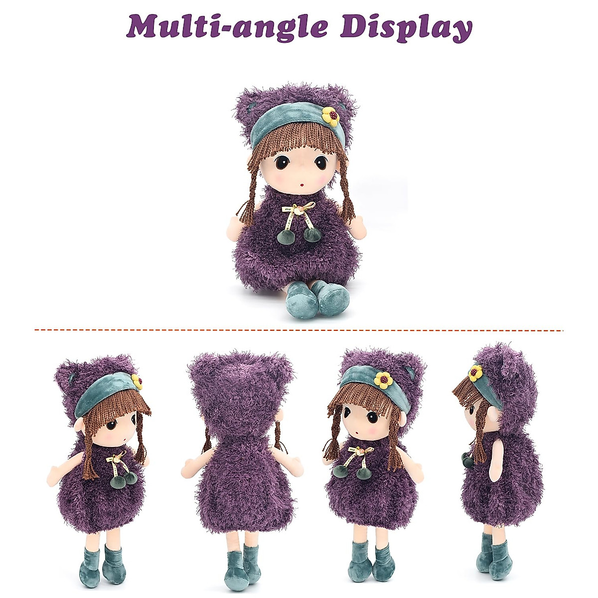 HWD Kawaii 17 inch Stuffed Plush Girl Toy Doll Good Gift for Kids Baby Lover.(Purple)