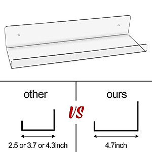 JUOIFIP Clear Acrylic Floating Shelves 2 Pack, 15” Modern Acrylic Picture Display Shelves, Wall Mounted Storage Shelf for Home, Kitchen,Office, Invisible Kids Bookshelf Spice Rack