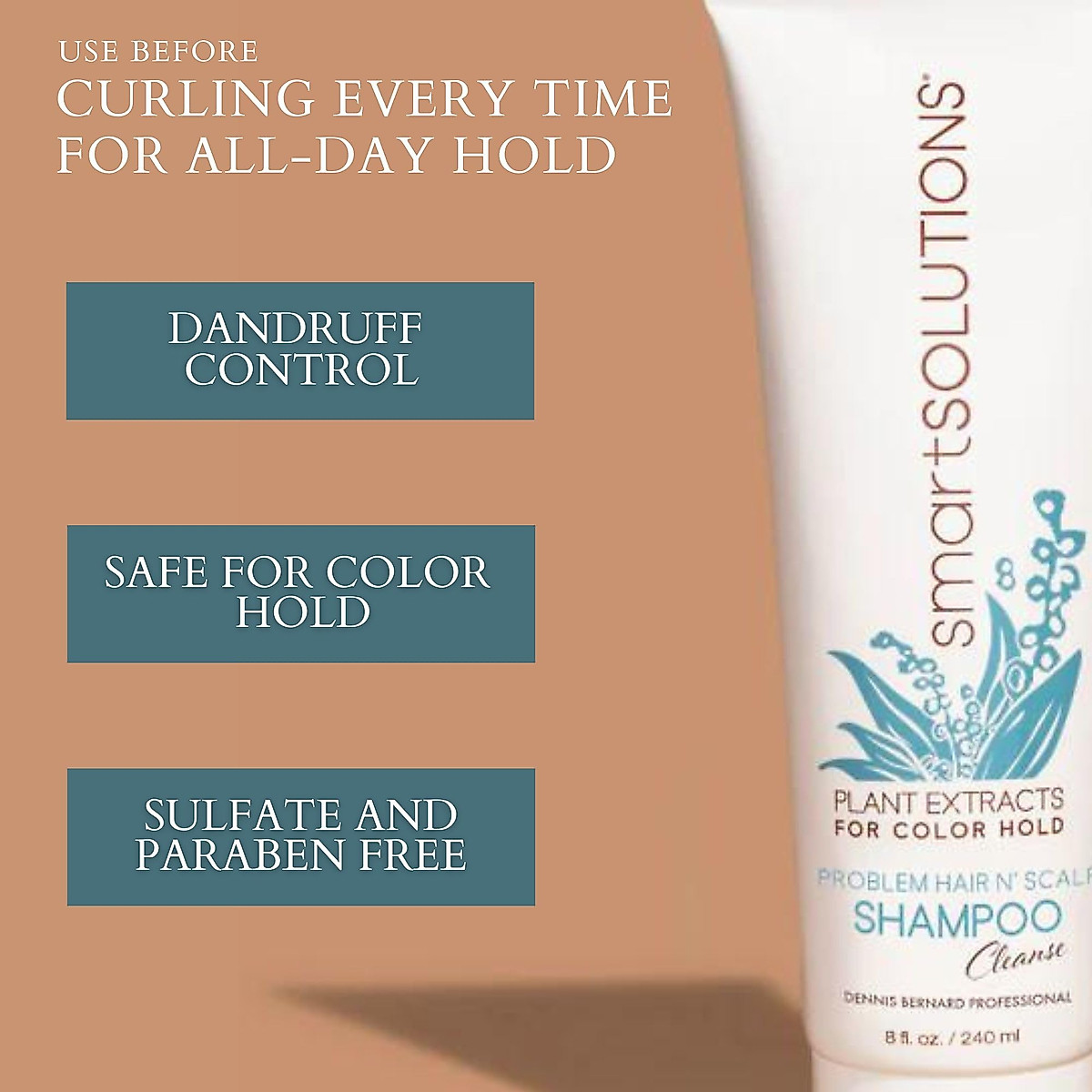 smartSOLUTIONS Problem Hair N' Scalp Shampoo, 8oz | Paraben-Free | Protects Color | Dandruff Fighter