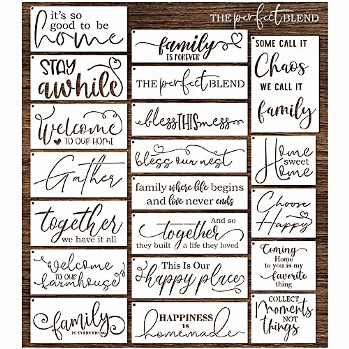Word Stencils for Painting On Wood Sign Canvas Fabric, Reusable Welcome Farmhouse Burning Inspirational Art Craft Paint Stencil for Shirt Family Furniture Wall Card Making (20 Home)