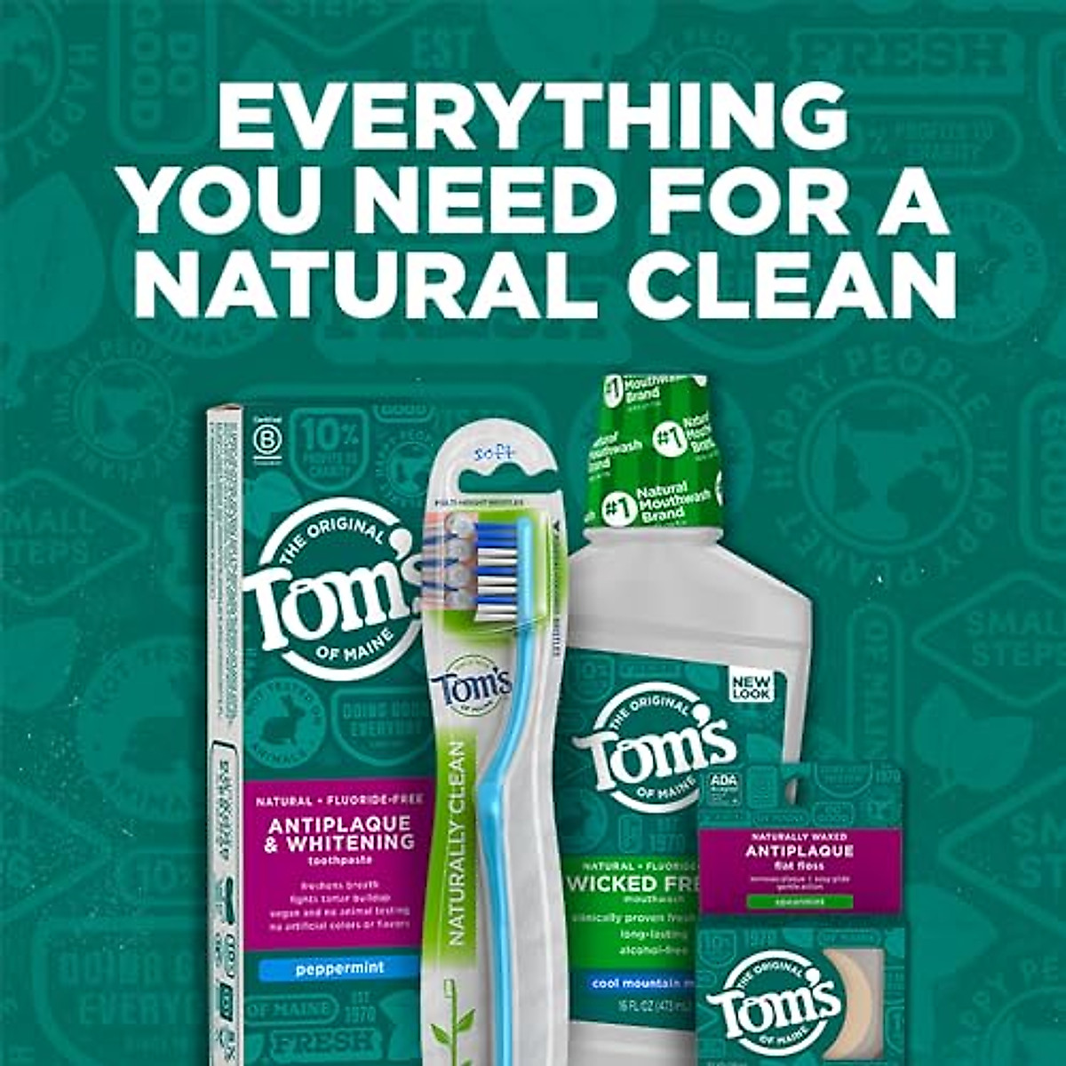 Tom's Of Maine Whole Care Natural Fluoride Mouthwash, Fresh Mint, 16 Oz (Pack of 3) (Packaging May Vary)