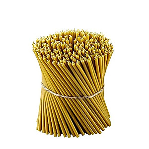 Danilovo Pure Beeswax Candles - No-Drip, Smoke-Less, Tall, Thin Taper Candles – Decorative Candles for Church Prayer, Decor or Birthday Candles – Honey Scented Candles – 8.1”x0.26” (Yellow, 100pcs)
