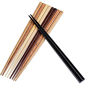 W Home 5- Pairs Bamboo Chopsticks Reusable Chinese Korean Japanese Chopsticks Natural Wood Chop Stick (Chopsticks5set)
