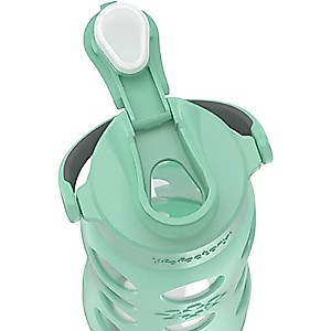 Lifefactory 22-Ounce Glass Water Bottle with Active Flip Cap and Protective Silicone Sleeve, Mint