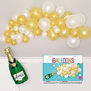 Unique Party Decoration Champagne Balloons Cascade Cheers Decor Kit - 1 Arch with Blowup Bottle Spray - Engagement Wedding Anniversary Decorations Supplies Set, Fancy Gold Balloons