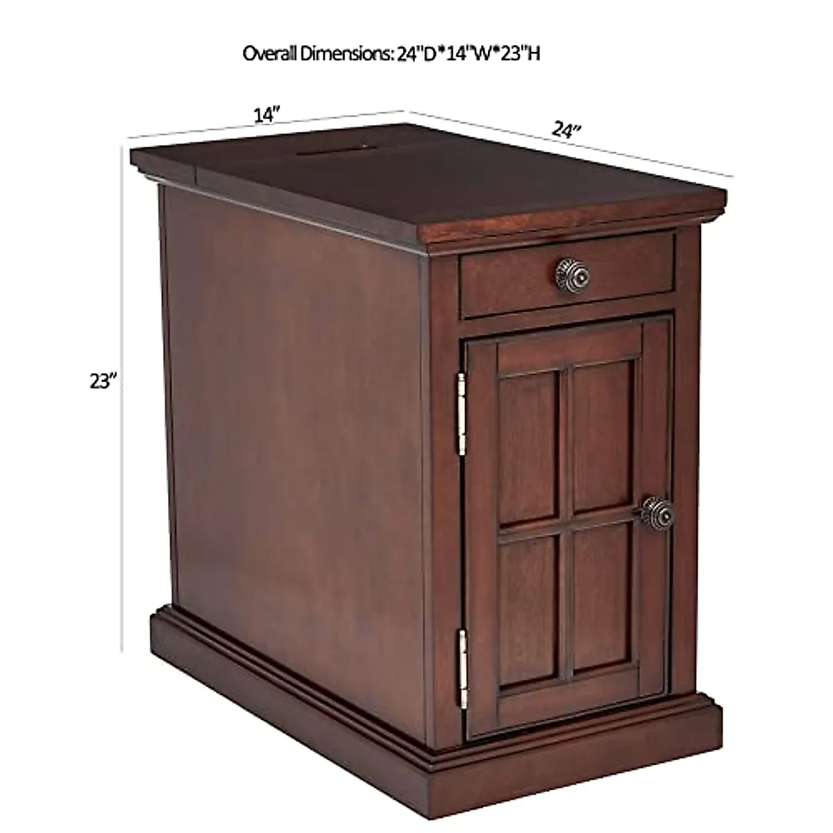 Ball & Cast Traditional End Table with Charging Station Chair Side Table with USB Ports & Outlets, Dark Brown