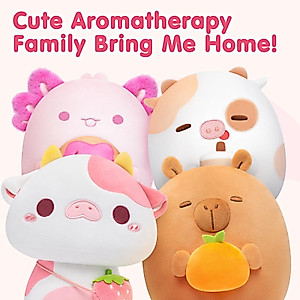 Mewaii Scented Stuffed Animal, Cute Strawberry Cow Plush with Sweet Strawberry Scented Microbeads, Pink Strawberry Plush Toy for Hugging Plush & Decor Pillow