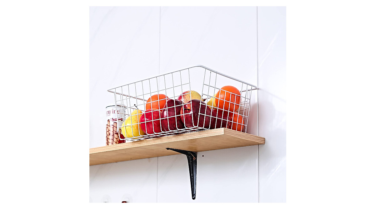 14" White Wire Storage Baskets for Freezer & Pantry Organization