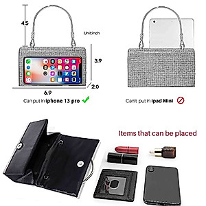 Barode Clutch Purses for Women Wedding Rhinestone Shoulder Bag Black Evening Wristlet Crossbody Bags Bridal Prom Handbags (Black)