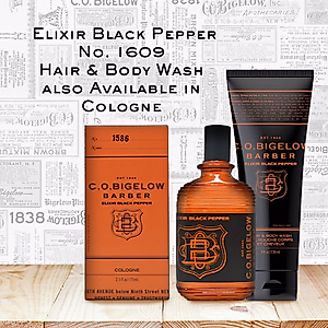 C.O. Bigelow Elixir Black Pepper No. 1609 Bourbon & Sandalwood Moisturizing Shampoo and Body Wash for Men, 8 fl oz