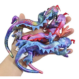 Set of 3 - Lizard Sand Filled Animal Toy - Heavy Weighted Sandbag Animal Plush Bean Bag Toss - Shimmering Glitter Gecko Sensory, Stress, Fidget Toy ADHD Special Needs Soothing