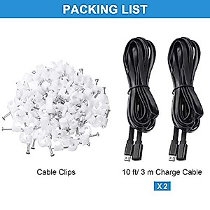 Sumind 2 Pack Micro USB Extension Cable 10 ft/ 3 Meters Male to Female Extender Cord Compatible with Zmodo Wireless Security Camera Flat Power Cable, Cable Clips Included (Black)