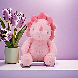 VANLINNY Dinosaur Stuffed Animals, Pink Dinosaur Triceratops Toy for Kids, Cute 9" Dinosaur Stuffed Baby Plush, Christmas/Birthday Gift for 3 4 5 6 7 Years Old Girls/Boys