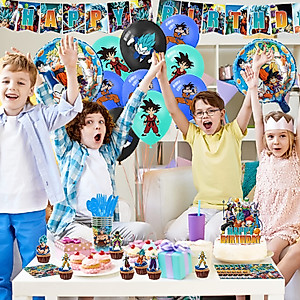 199pcs Birthday Party Decorations, Birthday Supplies Birthday Party Supplies include Backdrop Banner Balloons Cake Topper Plastic Swirls Tableware