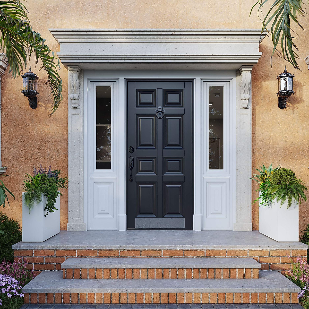 Austin Avenue Accents Black Lightweight Fiberglass Tall Rectangular Planter Box - 24 inches - Outdoor Planter - 24L x 10W x 24H