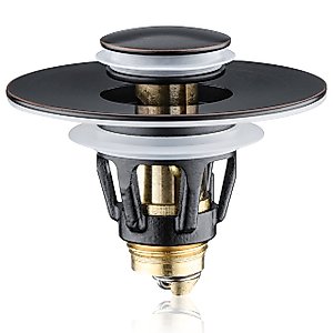 Universal Bathroom Sink Stopper - Bounce Wash Basin Drain Filter, Stainless Steel Pop Up Drain Stopper, 1.25" Bullet Core Sink Stopper, Sink Drain Plug with Anti-Clogging Strainer, Oil Rubbed Bronze