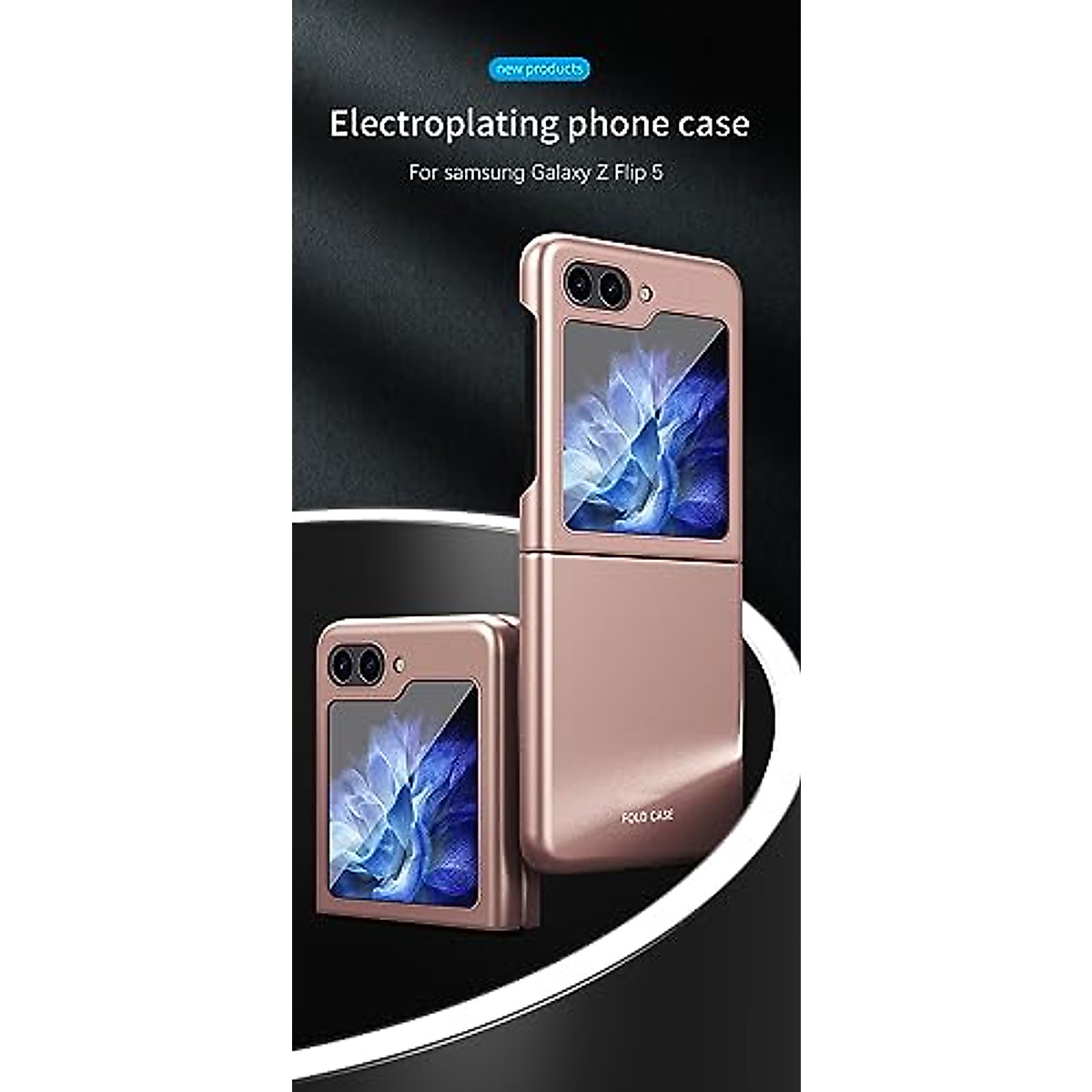 YJZSKRXFAK Case for Samsung Galaxy Z Flip5 5G 2023, Ultra Thin Slim Fit Elegant Business Smooth Cover Protective Cover Case for Galaxy Z Flip 5-Rose Gold