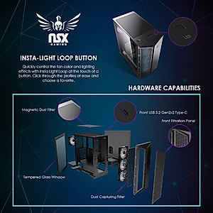 NSX GAMING Desktop Pc AMD Ryzen 7 5700X, RTX 3060 Ventus 2X, 1TB NVME SSD, 16GB DDR4 RAM 3600 RGB, 650W Bronze PSU, 240mm Watercooling, Wi-Fi, Windows 11 Home 64, Keyboard and Mouse Gamer