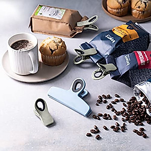 edge Chip Clips for Food Snack Bags and Storage Non-Slip with Magnetic Back and Loop Holes (20 Piece Medium, Charcoal)