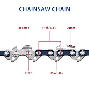 O-CONN 4 Pack 16 Inch Chainsaw Chain 3/8" LP Pitch .050'' Gauge 56 Drive Links Fits Makita, Echo, Husqvarna and more