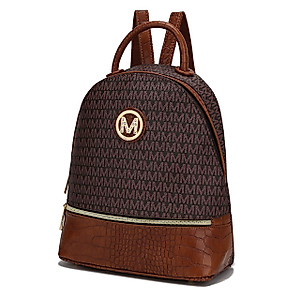 MKF Collection Signature Backpack for Women Vegan Leather Top-Handle Bookbag Travel Bag Daypack