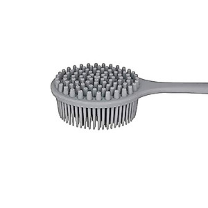 DNC Silicone Back Scrubber for Shower Bath Body Brush with Long Handle, BPA-Free, Hypoallergenic, Eco-Friendly (Gray)