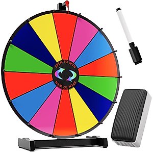 18 Inch Heavy Duty Spinning Prize Wheel - 14 Slots Color Tabletop Roulette Spin The Wheel with Dry Erase Marker and Eraser Win The Fortune Game for Carnival and Trade Show