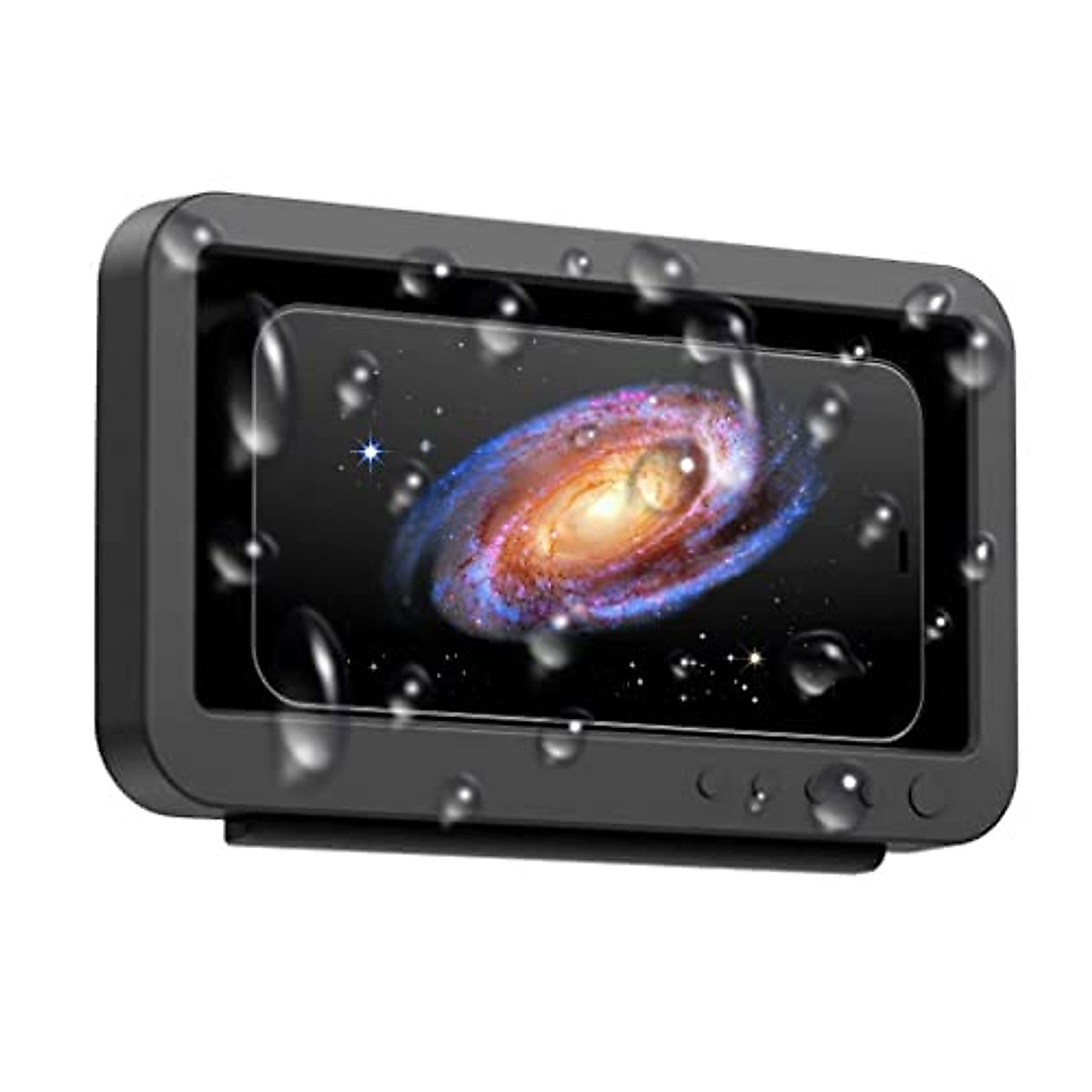 BORXJNM Waterproof Shower Phone Holder 180° Rotation,Wall Mount Shower Phone Case for Shower Bathroom Bathtub Kitchen,Universal Shower Accessories,Compatible with 4" - 7" Cell Phones (Black)