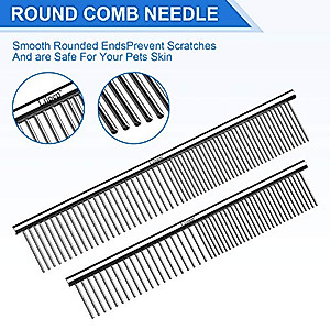 Pet steel comb grooming comb, double-sided stainless steel dog comb, available in 2 different sizes, Lilpep is used for cleaning and massage, grooming, removing tangles, suitable for pet cats and dogs