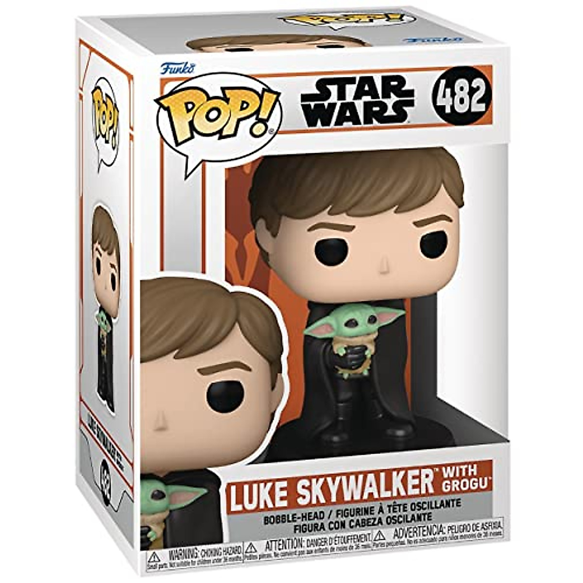 POP Star Wars: The Mandalorian - Luke Skywalker with Grogu Funko Vinyl Figure (Bundled with Compatible Box Protector Case), Multicolor, 3.75 inches