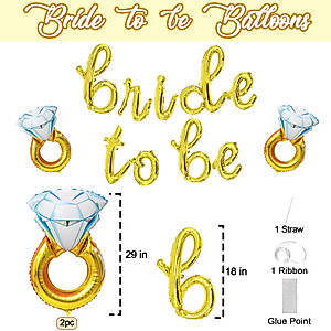 Stcomart Bachelorette Party Decorations, Bride To Be Balloons Banner Diamond Ring balloons for Bridal Shower, Gold
