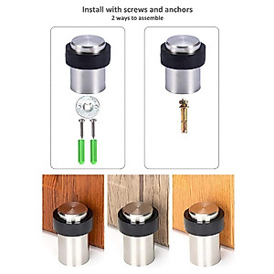 Door Stopper Stainless Steel Cylindrical Floor Door Stop 1.8" Pack of 10